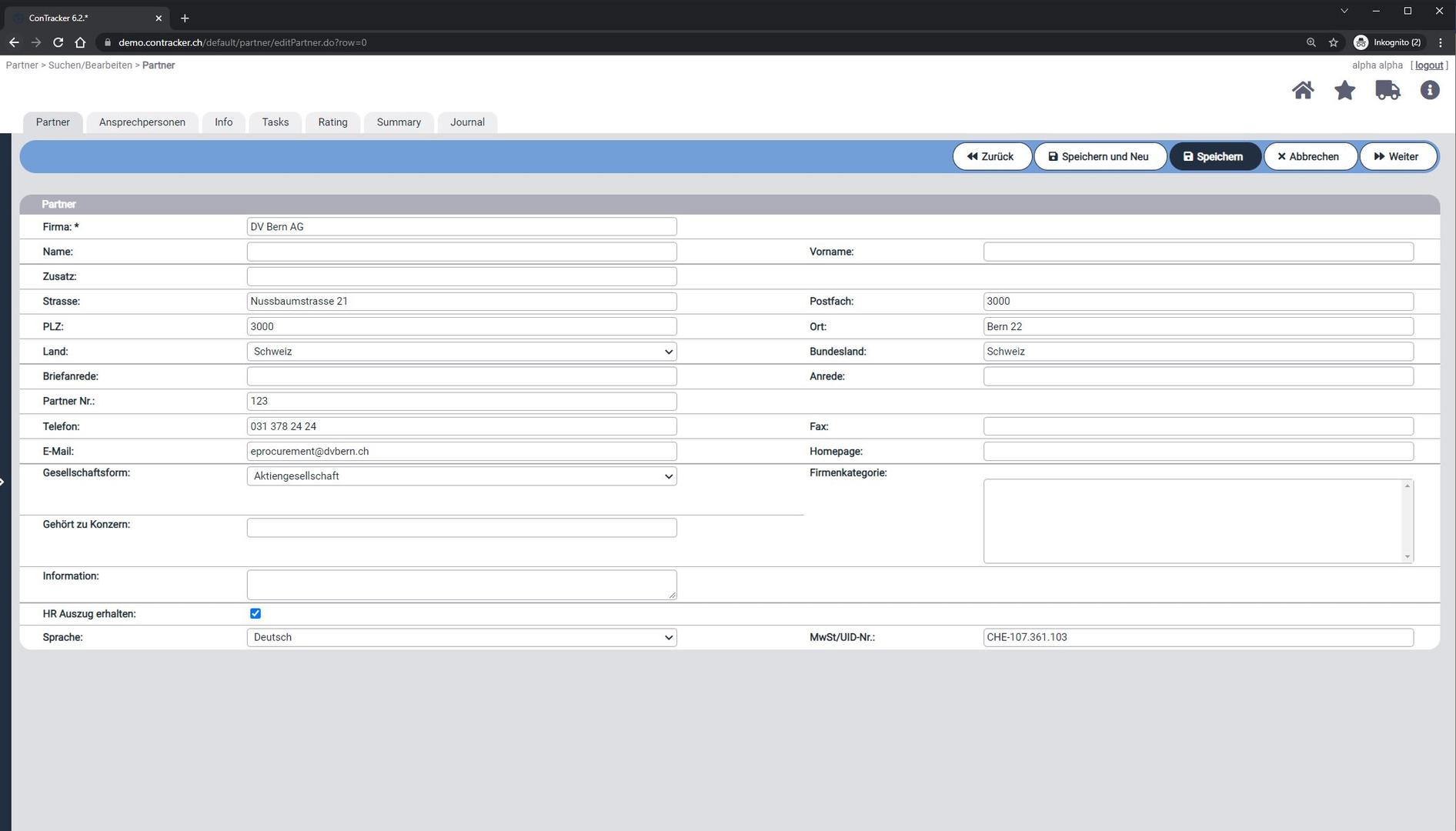 conTracker - DV Bern